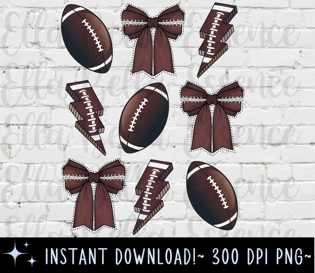 Football Bow Coquette Png, Football Themed Bows Included 300 Dpi ...