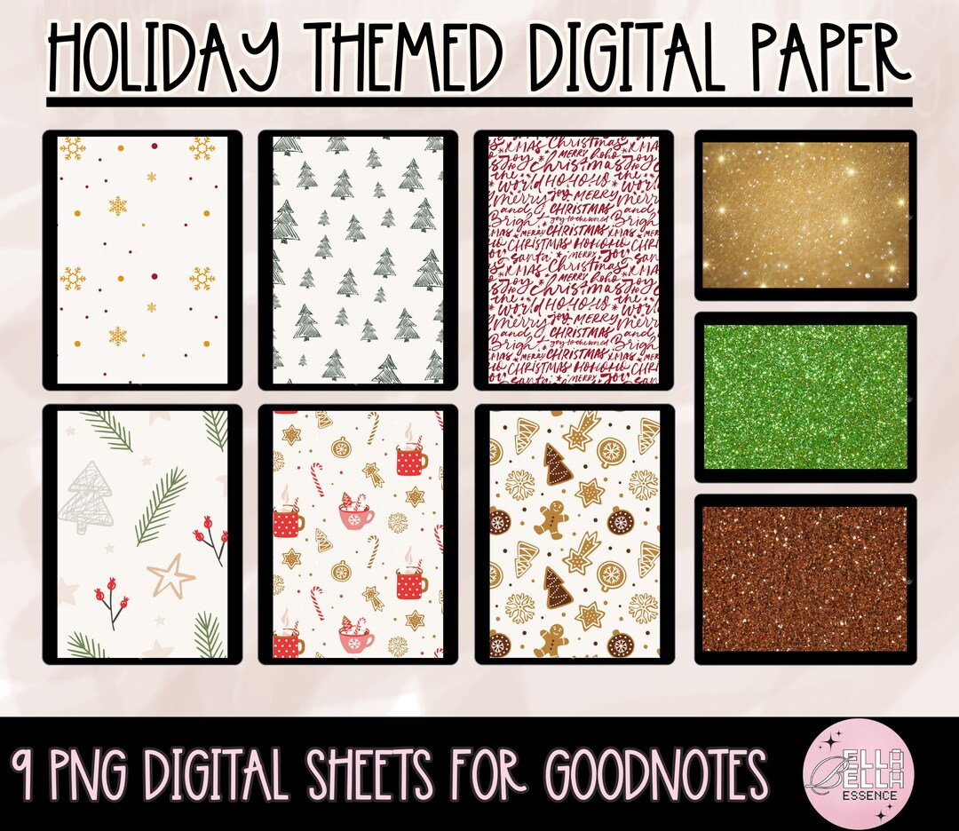 Holiday Themed Digital Paper Png Files, Digital Paper for Planners Good ...