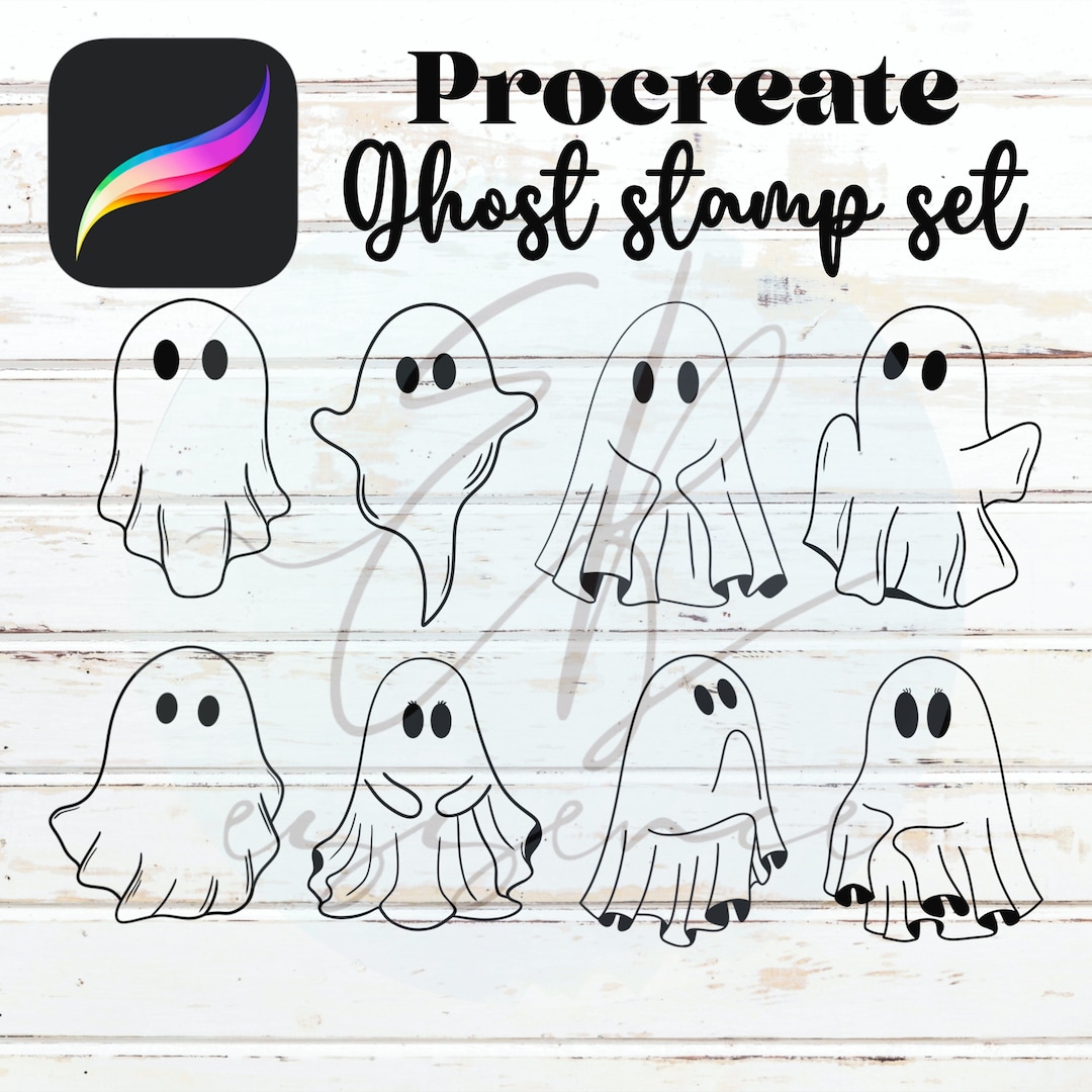 Ghost Stamp Bundle for Procreate, Procreate Brush Set, 8 Ghost Stamps ...