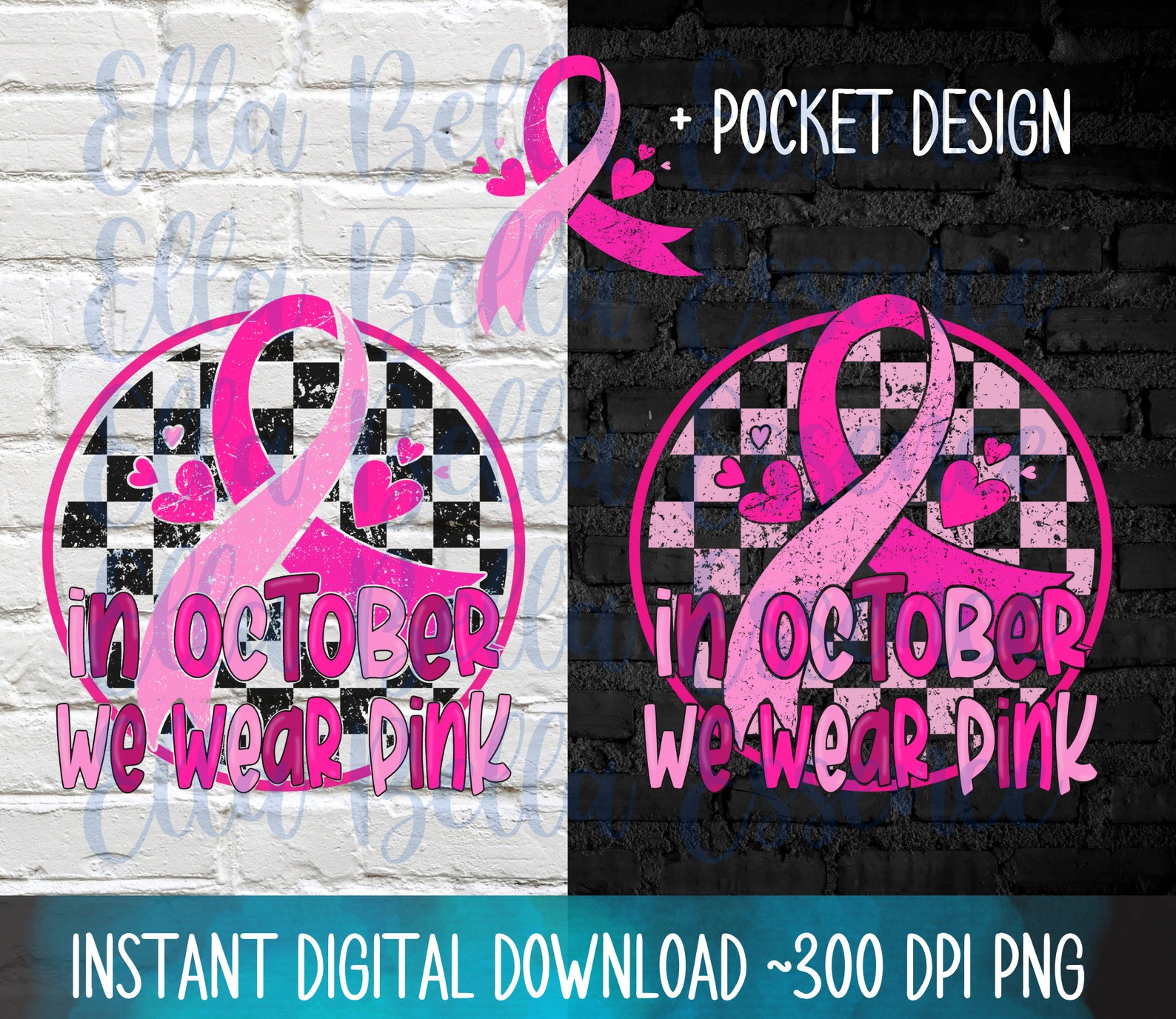 In October We Wear Pink Png, Breast Cancer Awareness Ribbon Png, Retro ...