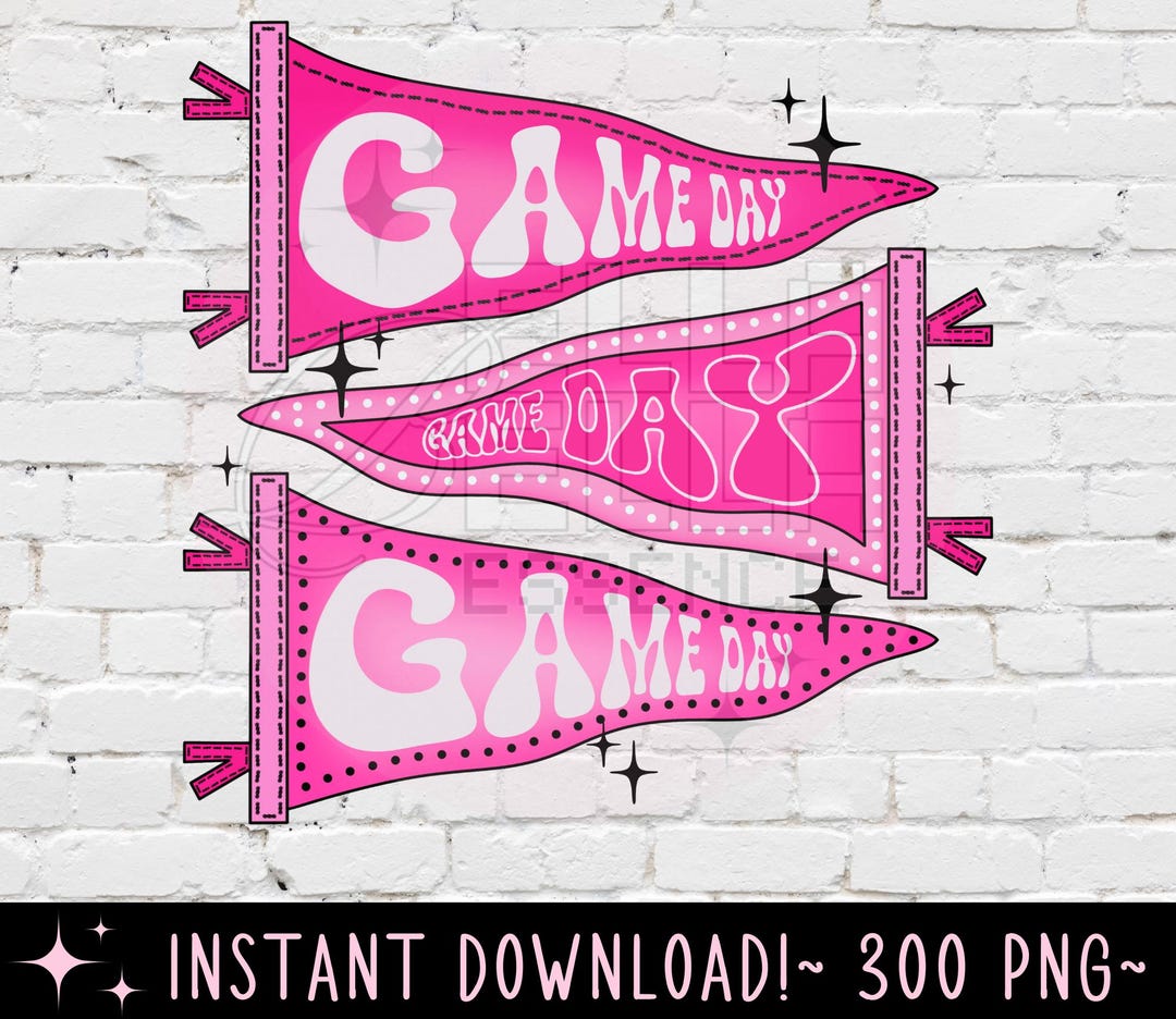Pink Game Day Flag Png, Cute Sporty Flag Png, Pink Sports Flag Graphic ...