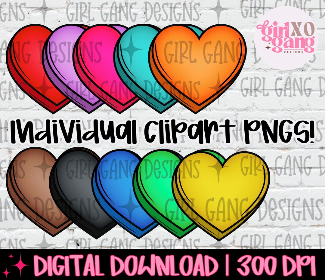 10 Candy Heart Clipart Bundle , Conversation Heats Blank Png Files ...