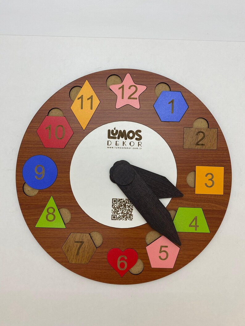 Wooden Geometric Shapes Clock Puzzle Dxf, Cdr, Pdf, AI, Dwg, Svg, Plt ...