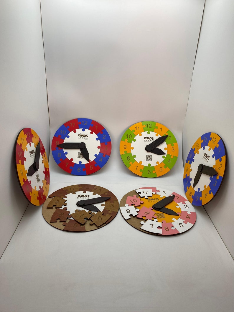 Colorful Circle Clock Puzzle Dxf, Cdr, Pdf, AI, Dwg, Svg, Plt Digital ...