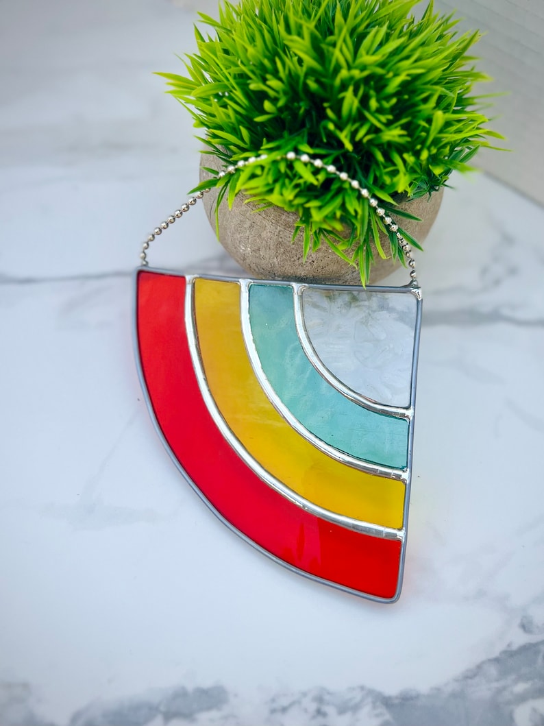 Rainbow Stained Glass Window Decoration Handmade - Etsy