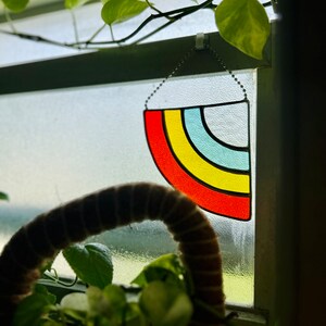 Rainbow Stained Glass Window Decoration Handmade - Etsy