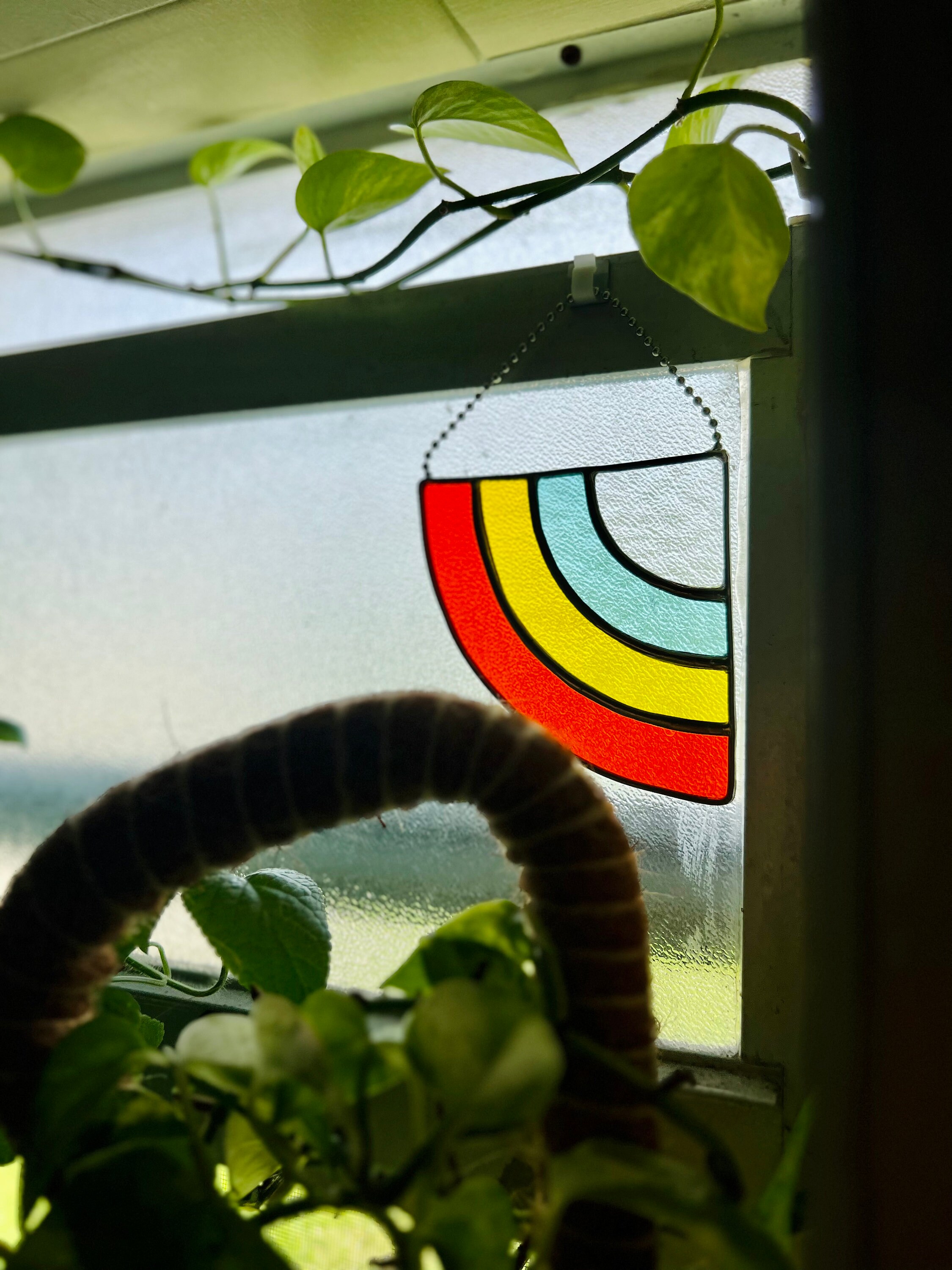Rainbow Stained Glass Window Decoration Handmade - Etsy