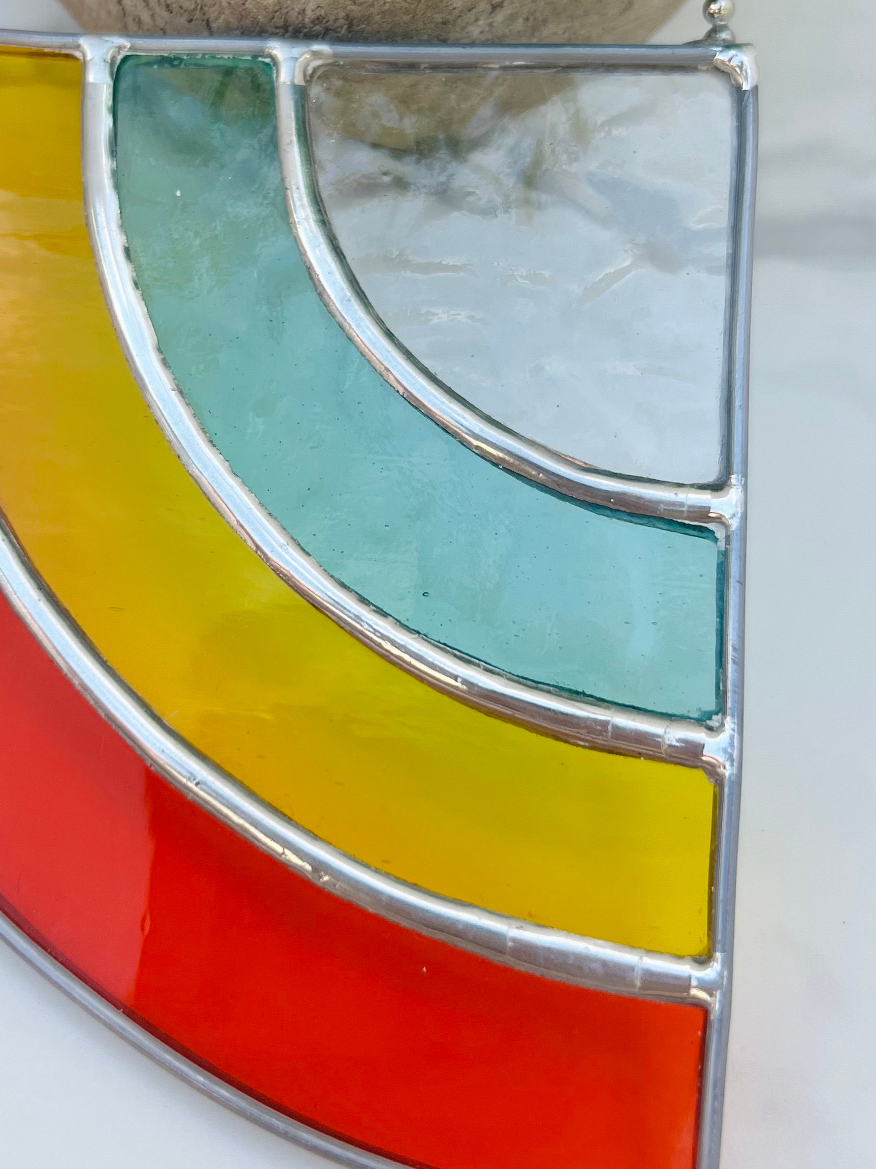 Rainbow Stained Glass Window Decoration Handmade - Etsy