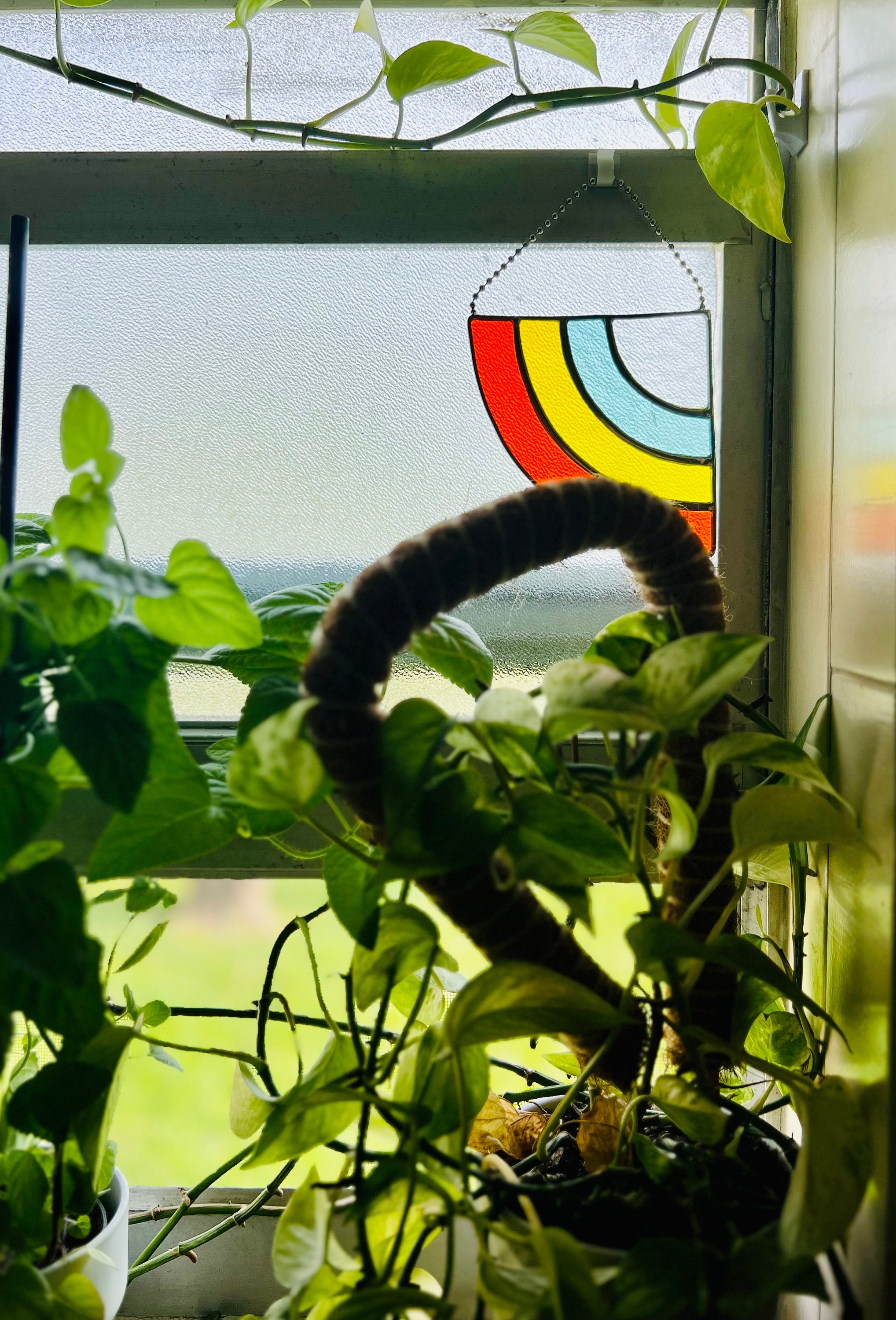 Rainbow Stained Glass Window Decoration Handmade - Etsy