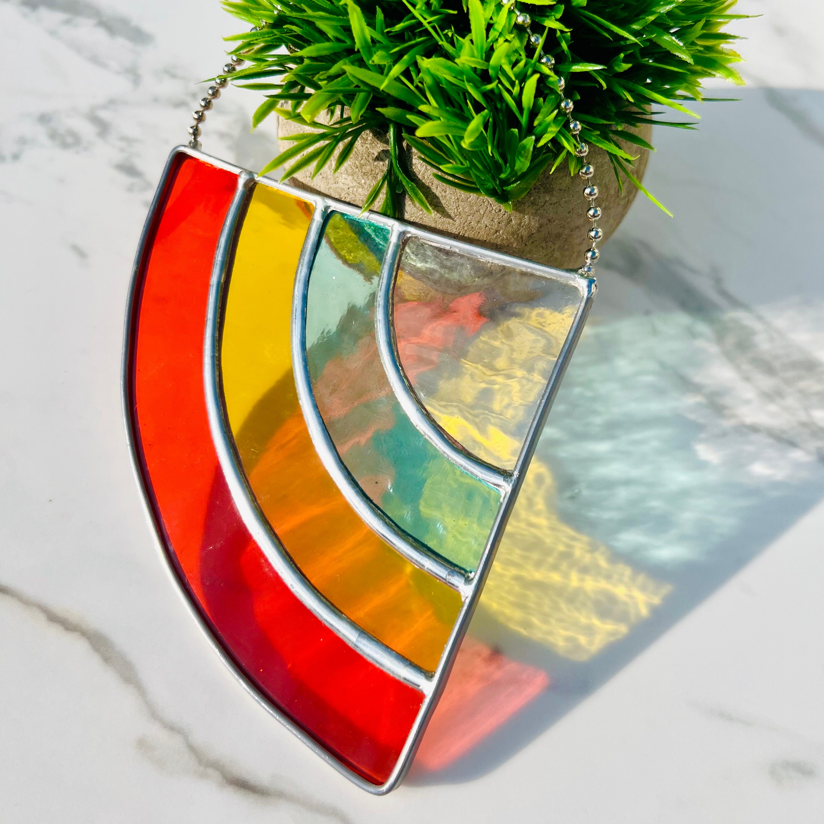 Rainbow Stained Glass Window Decoration Handmade - Etsy