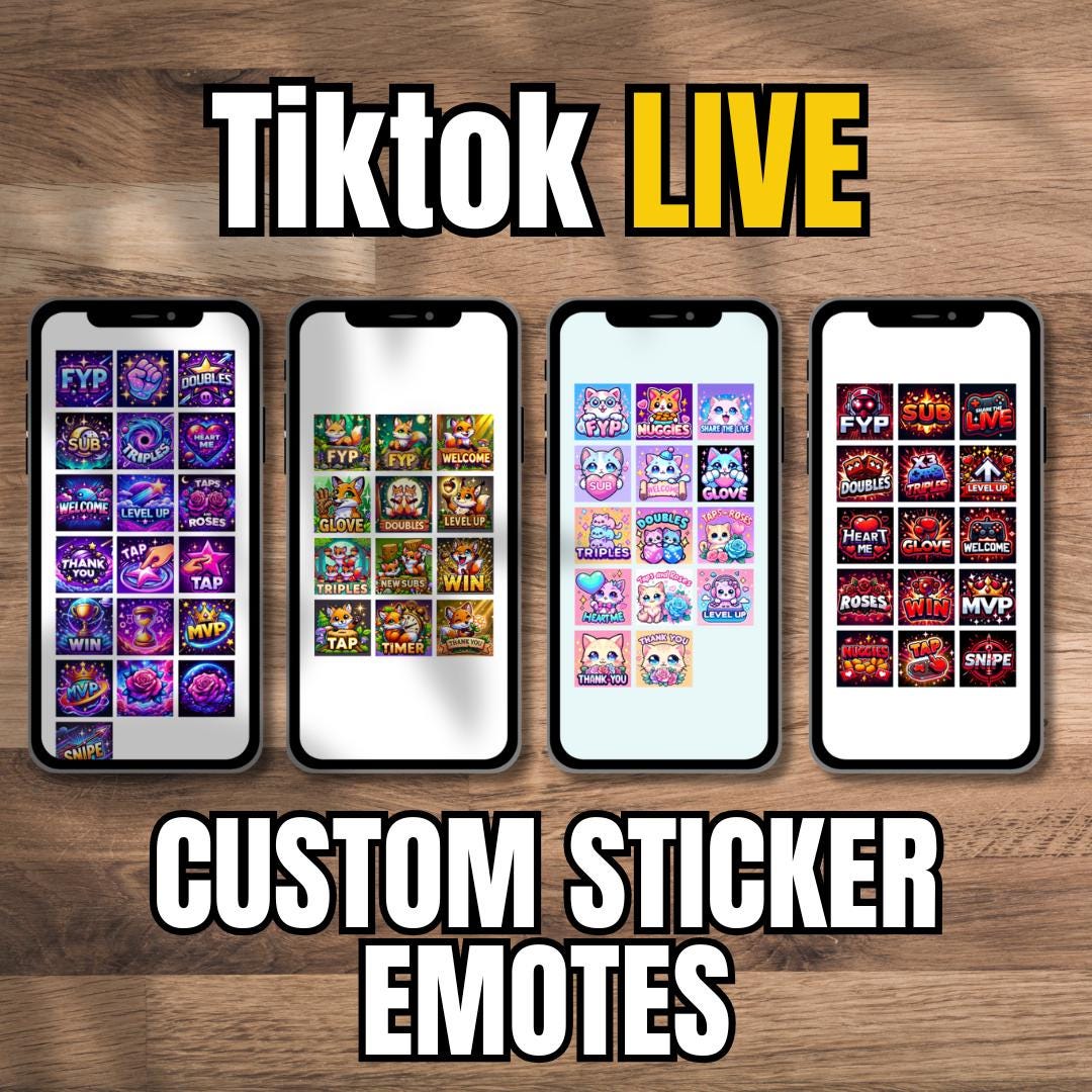 10 Customized Tiktok Emotes,tiktok Subscriber Stickers,tiktok Space ...