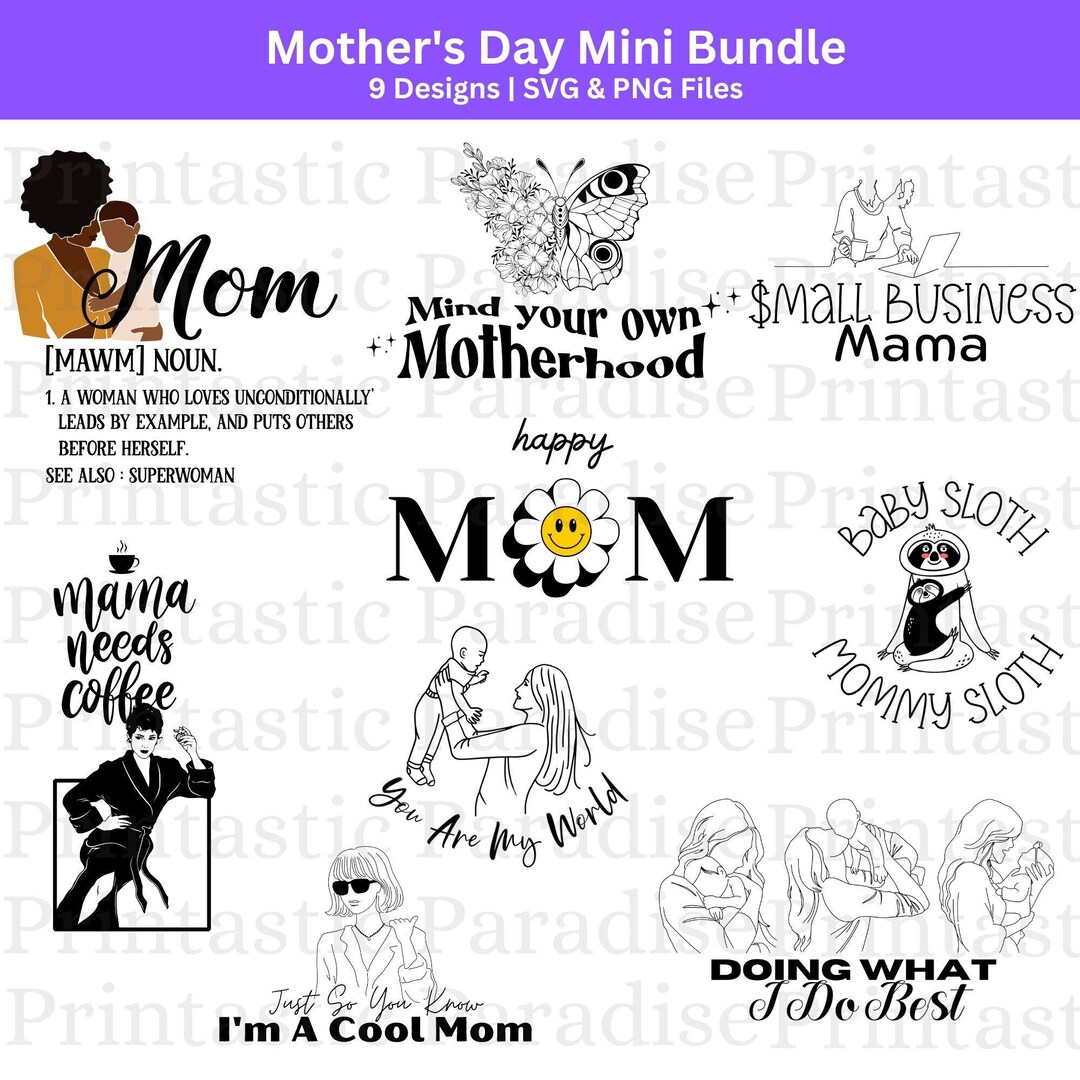 Mother's Day PNG and SVG Bundle, Instant Download, Digital Download ...