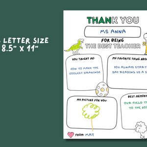 All About My Teacher | Gift From Student | Printable Teacher ...