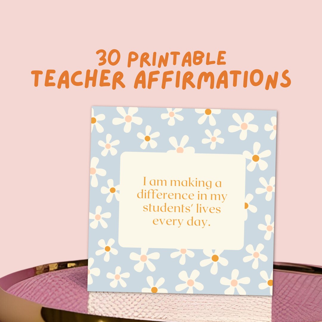 Teacher Affirmation Cards: Printable Positivity Gift (digital Download ...