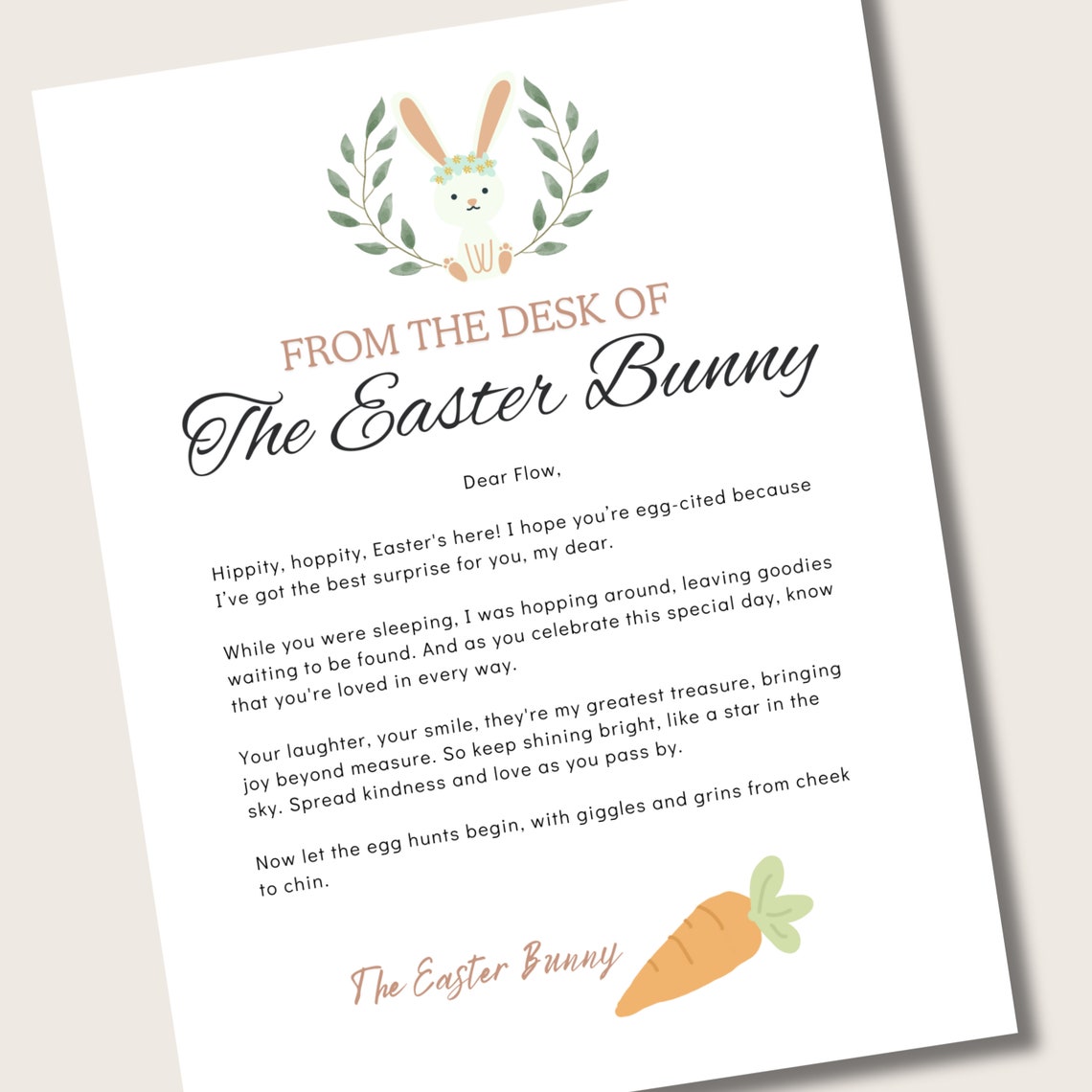 Easter Bunny Letter Editable Printable Easter Gift Official Letter From ...
