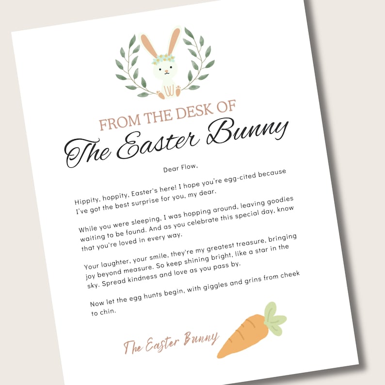 Easter Bunny Letter Editable Printable Easter Gift Official Letter From ...
