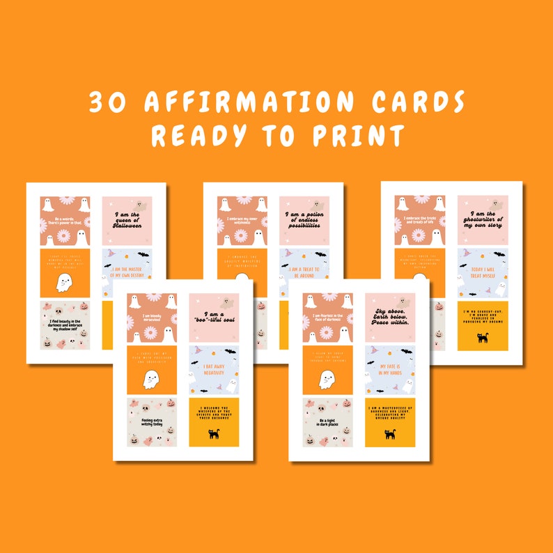 Halloween Affirmation Cards: 30 Printable Positive Quotes (digital ...