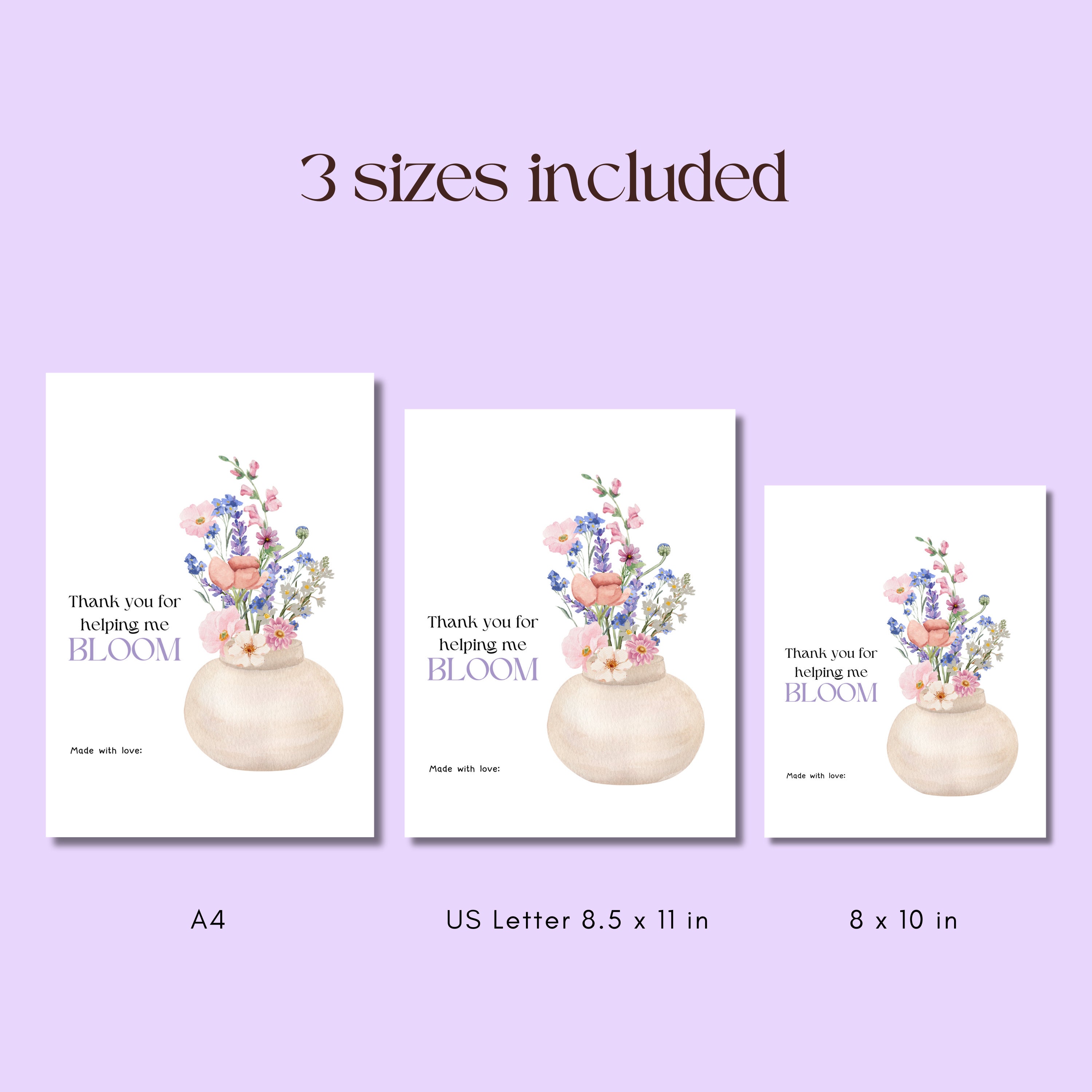 Teacher Appreciation Handprint Art: Floral Thank You Gift (digital ...