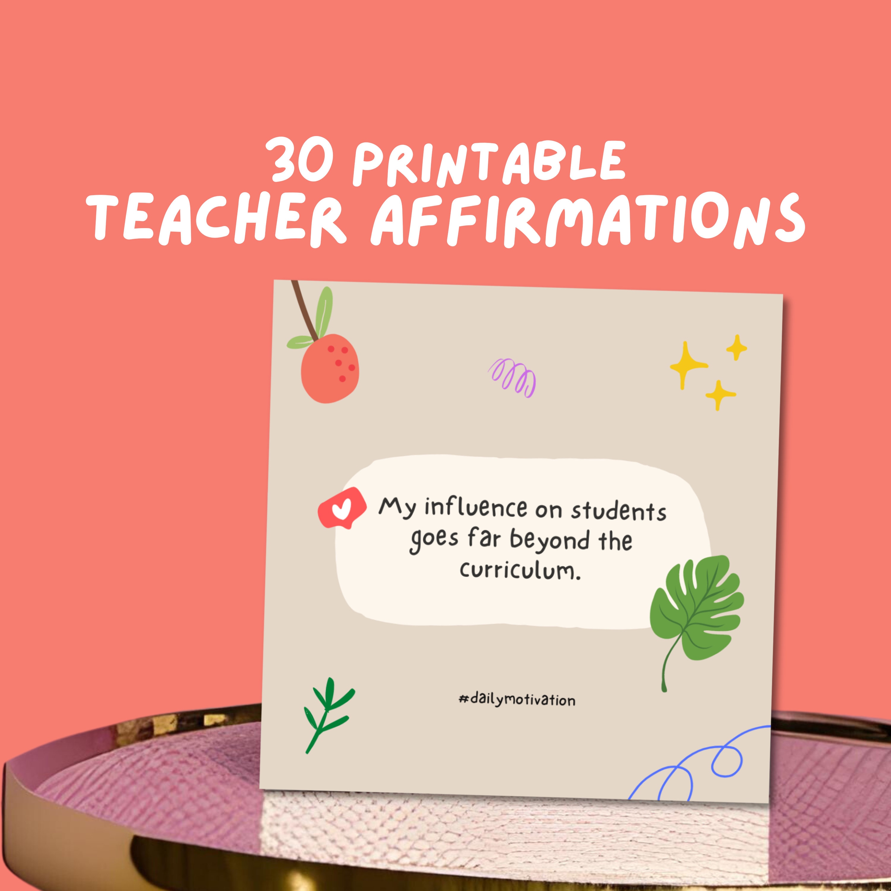 Teacher Affirmation Cards | Printable Affirmation Cards | New Teacher ...