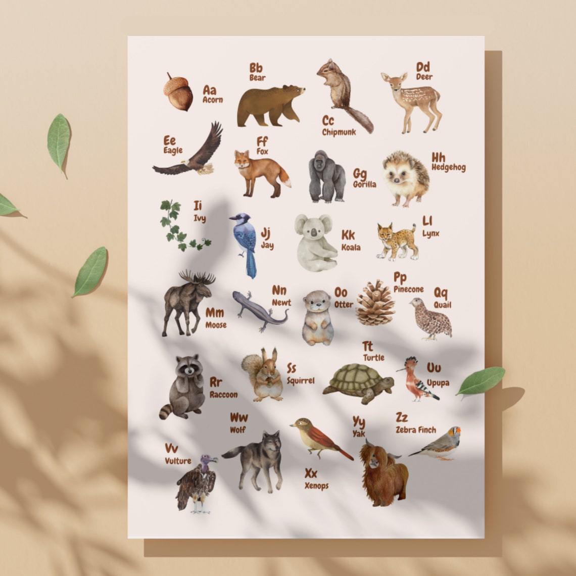 Woodland Alphabet Poster Printable ABC Wall Art Alphabet Print ABC ...