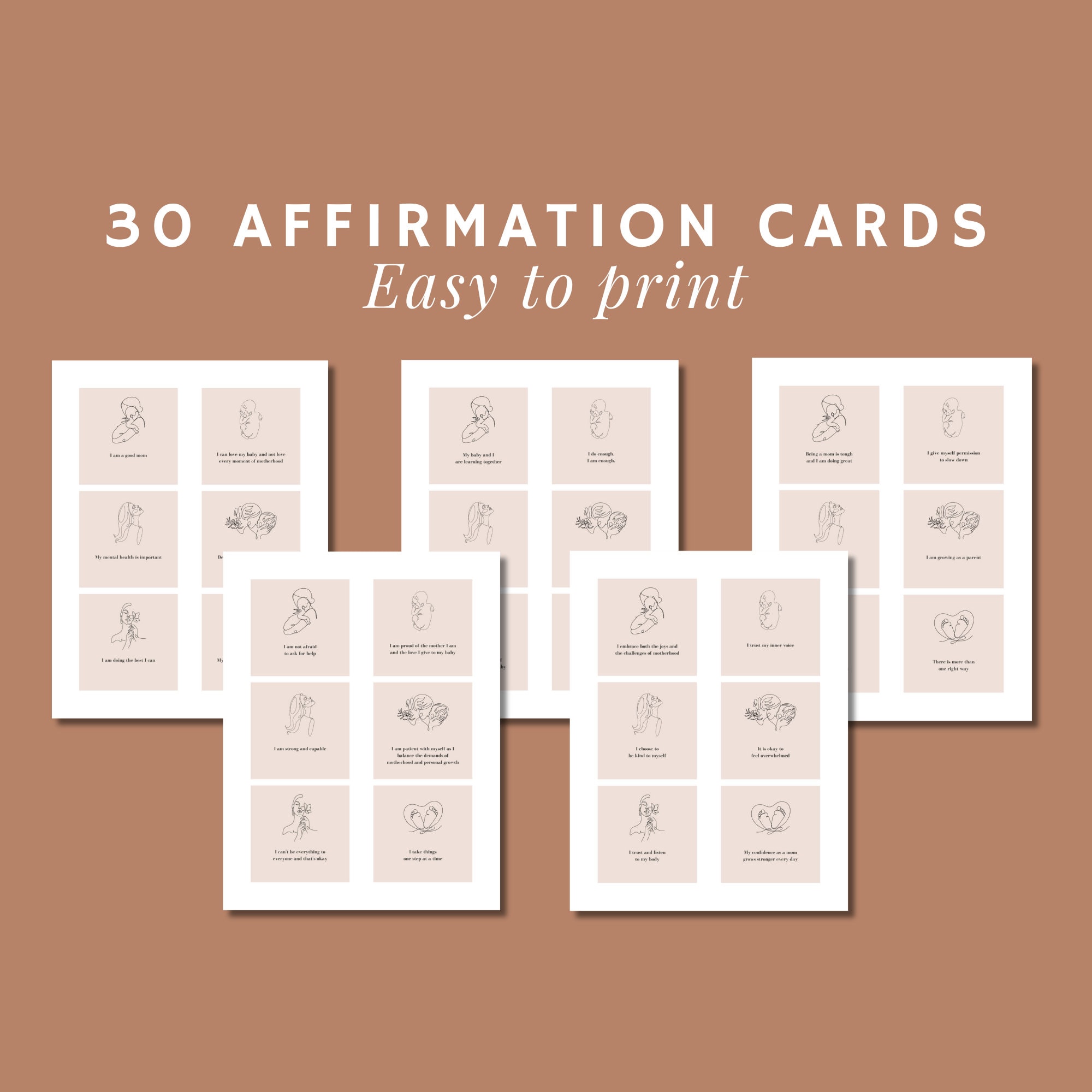 New Mom Affirmation Cards: 30 Printable Postpartum Self-care Cards ...