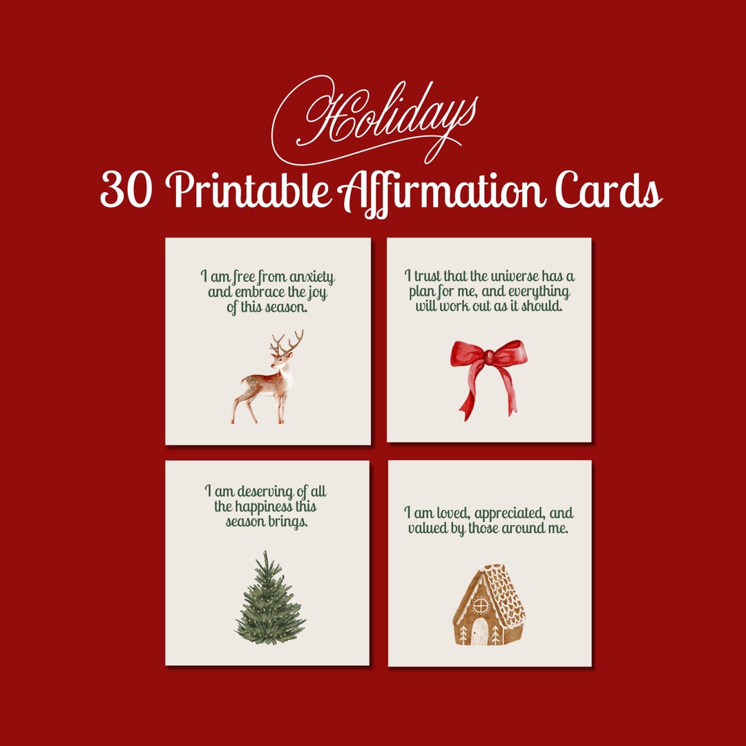 Holiday Affirmation Cards | Printable Card Deck 30 Daily Positive ...