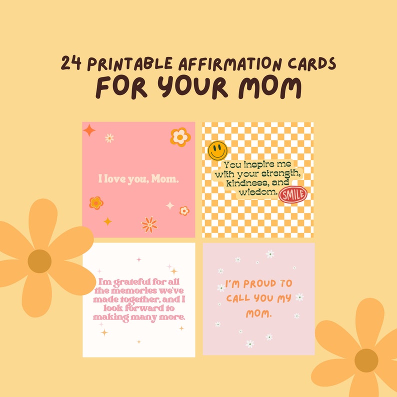 Mom Affirmation Cards: 24 Printable Positive Quotes (digital Download ...