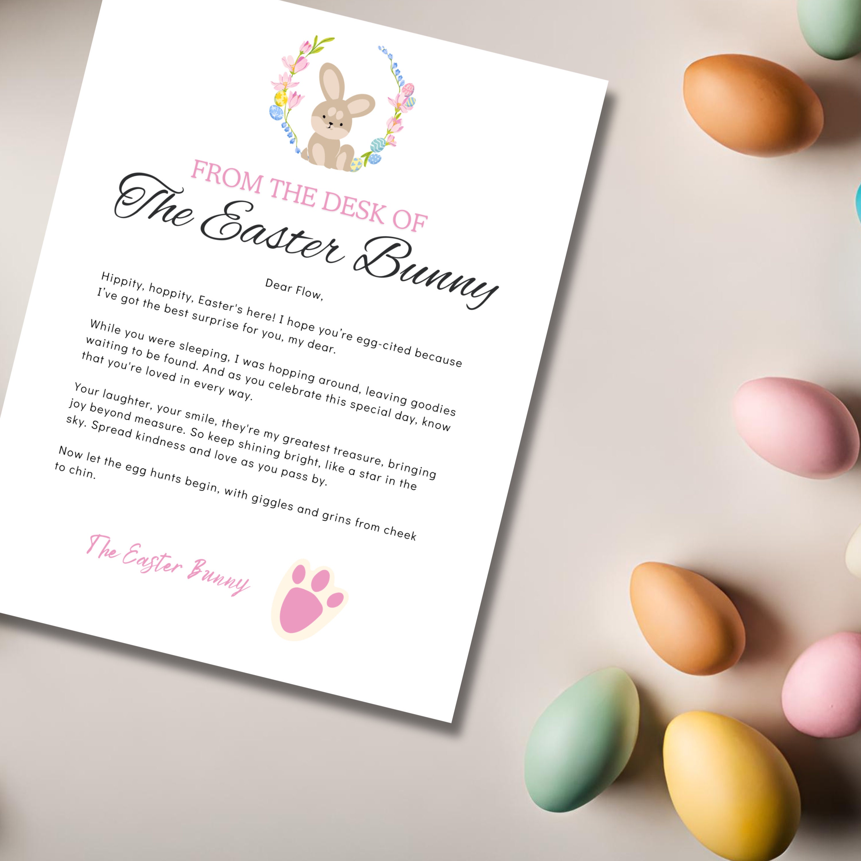 Easter Bunny Letter Editable Printable Easter Gift Official Letter From ...