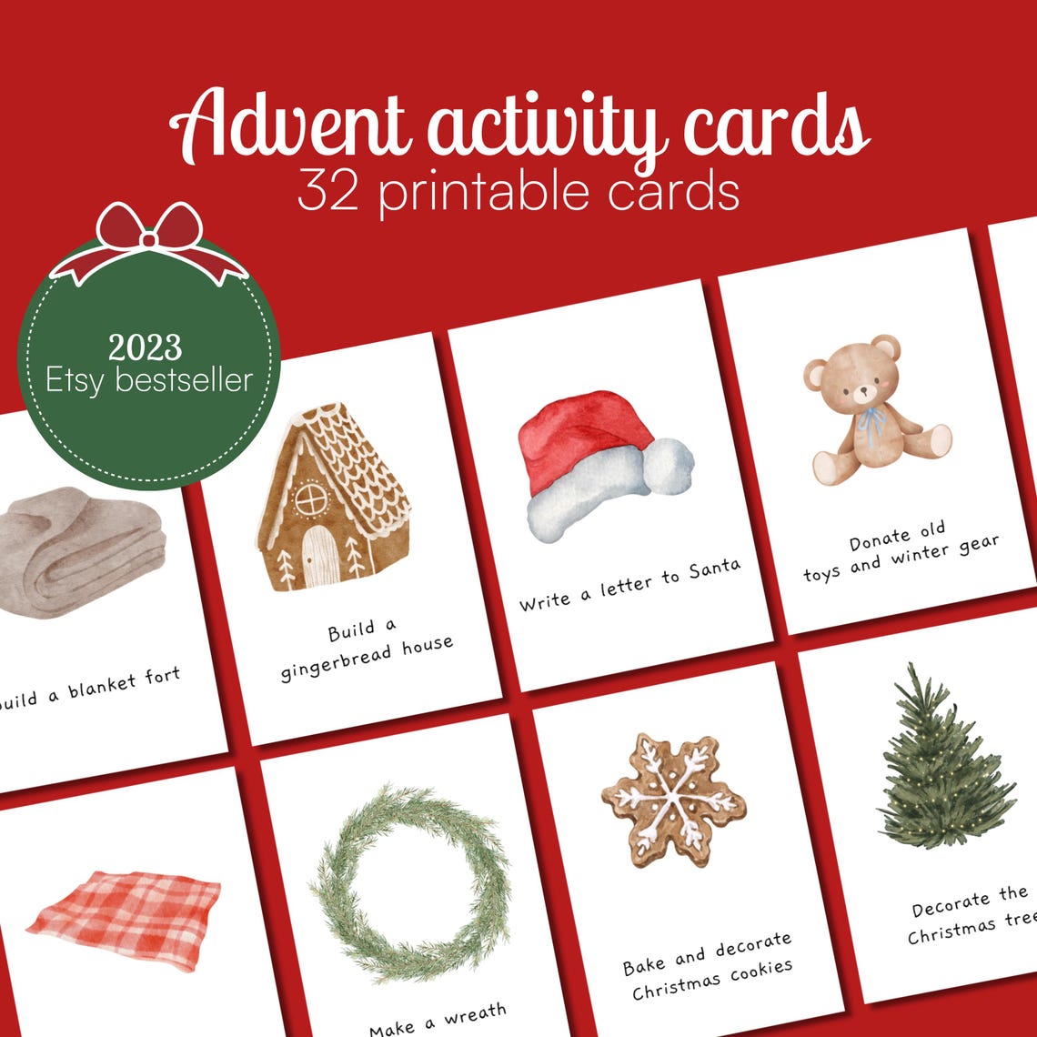 Advent Activity Cards for Kids 32 Printable Kids Activities Cards Kids ...