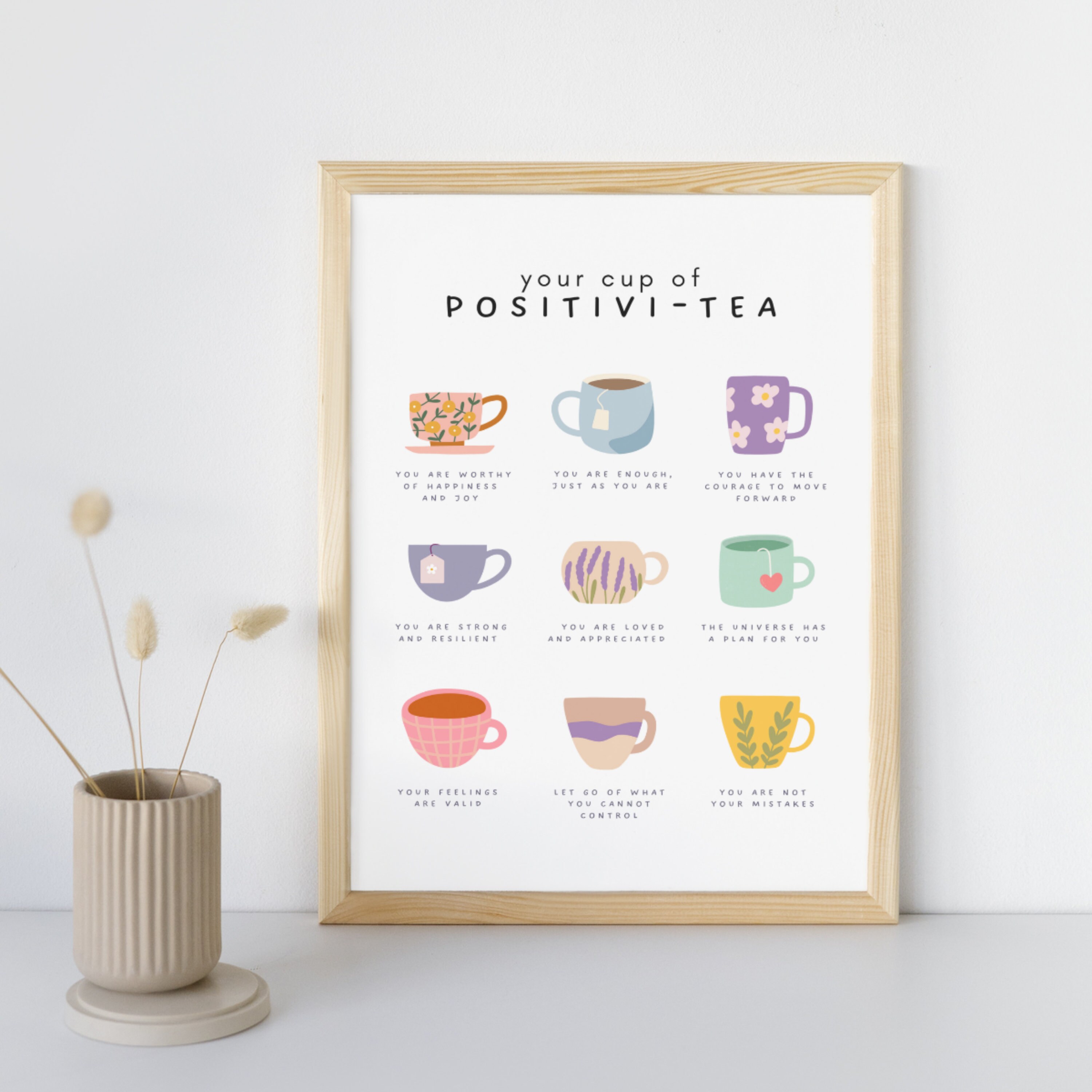 Positivi-tea Poster Printable Wall Art Positivi-tea Art Affirmation Poster Positive Self Talk ...