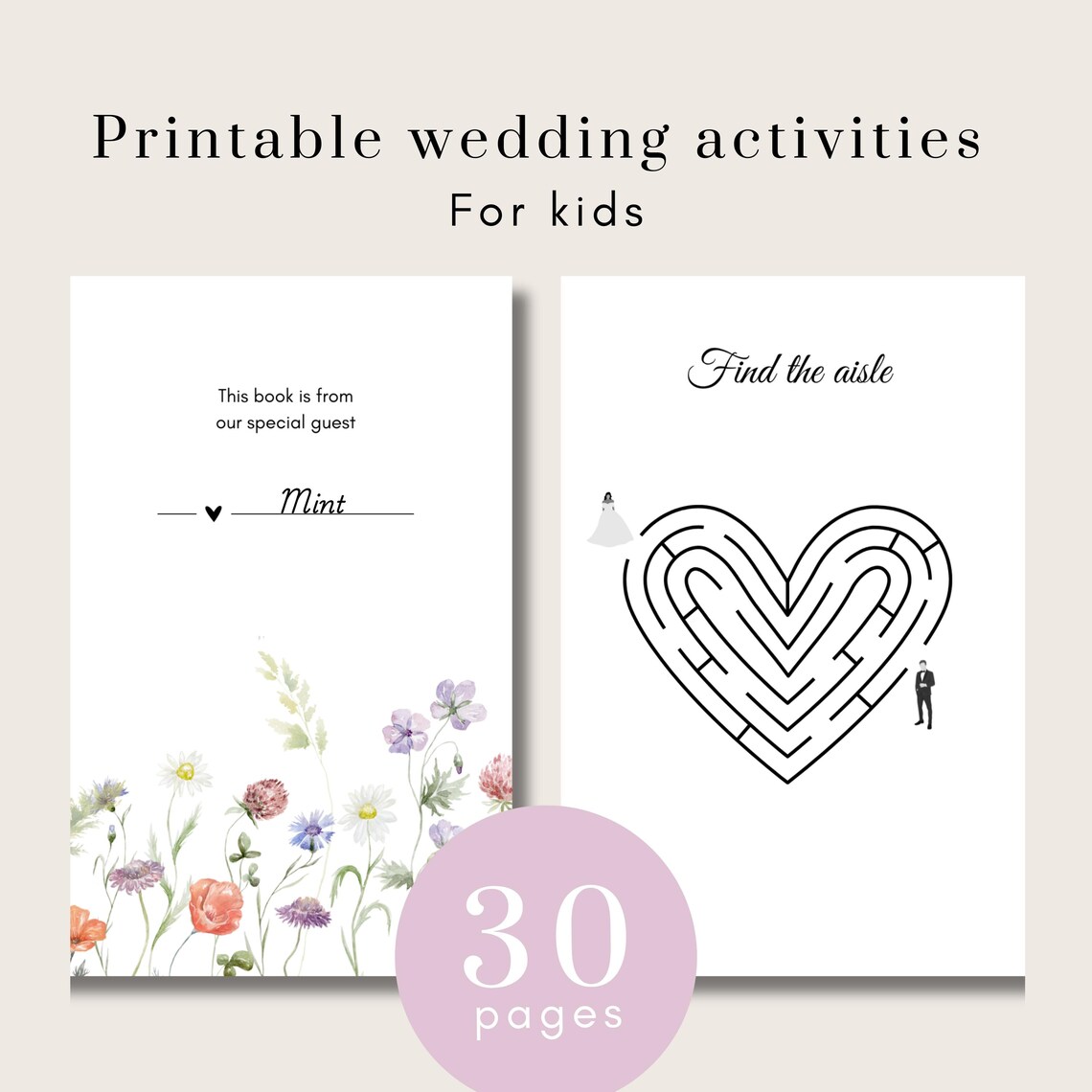 Kids Wedding Book | Wedding Activity Kit | Printable Wedding Activity ...