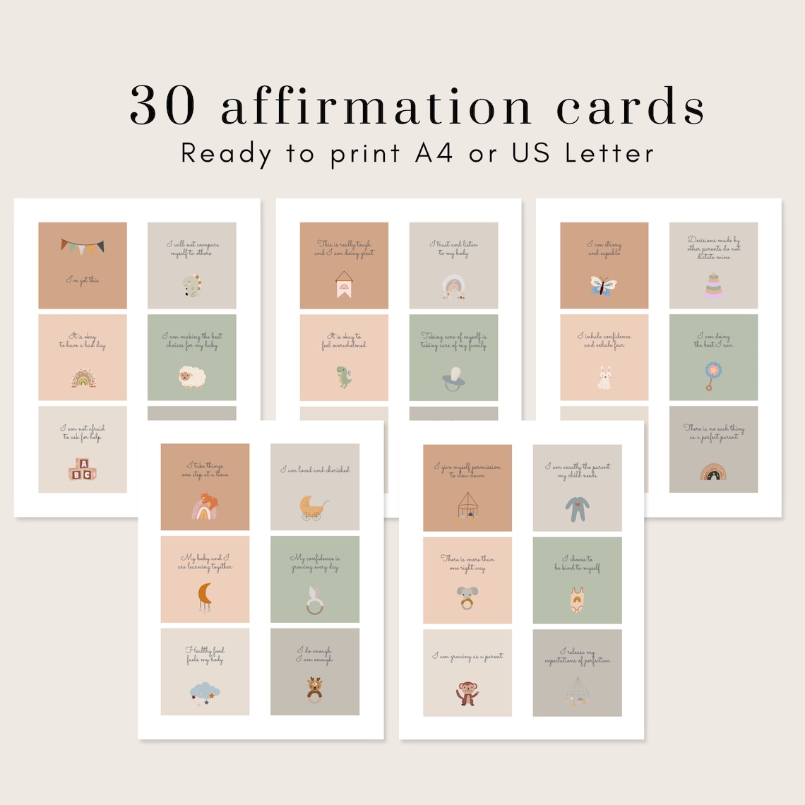 New Parent Affirmation Cards | 30 Printable Positive Affirmations | New ...