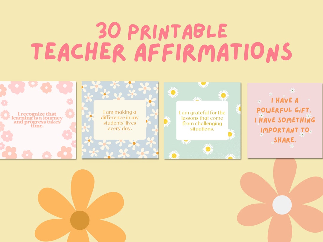 Teacher Affirmation Cards Printable Affirmation Cards New - Etsy