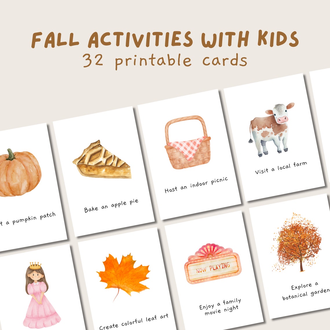Fall Activity Cards for Kids: 32 Printable Autumn Adventures (digital ...