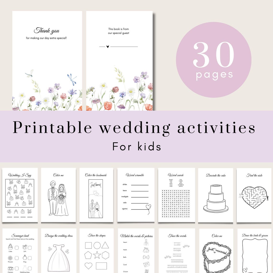Kids Wedding Book | Wedding Activity Kit | Printable Wedding Activity ...