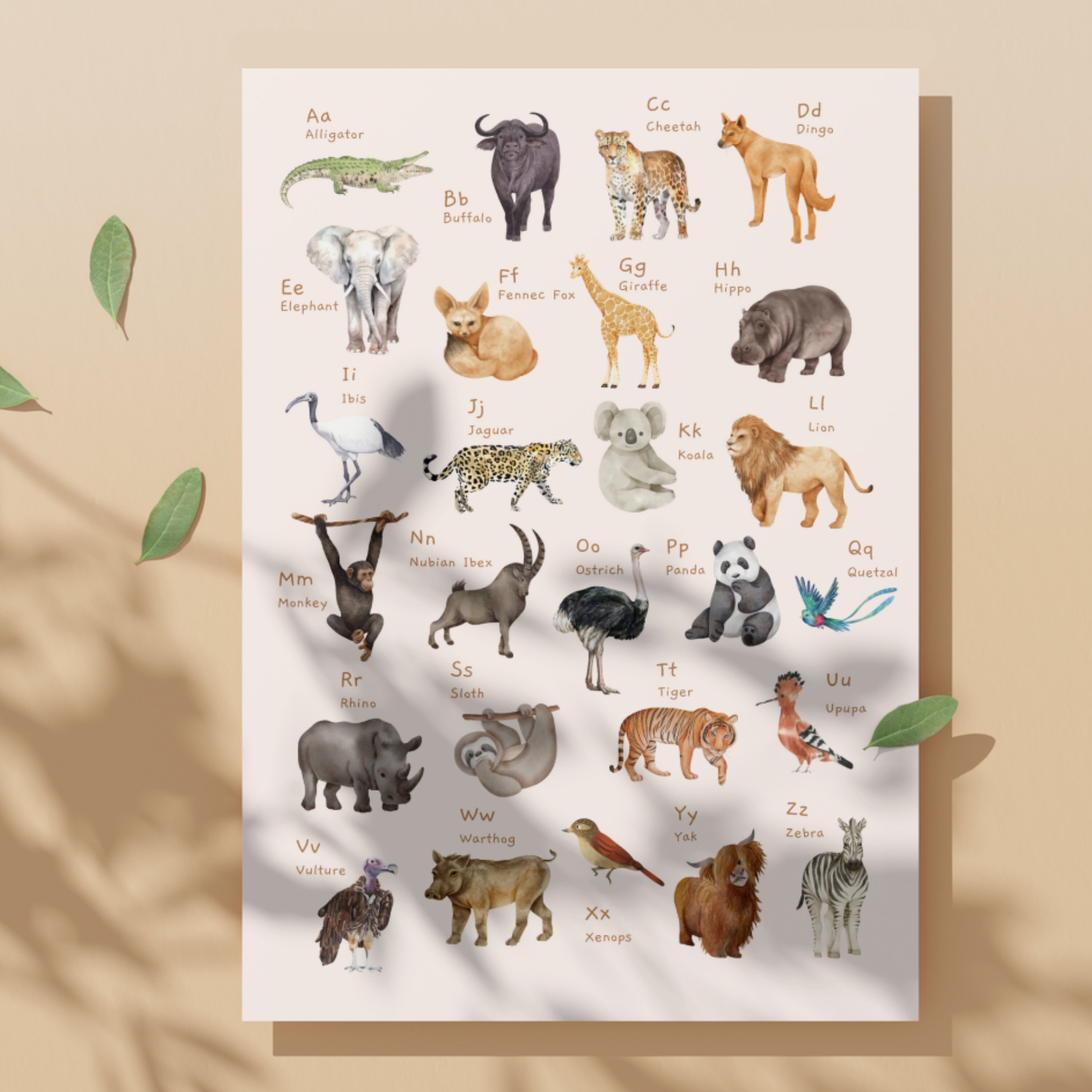 Safari Alphabet Poster | Printable ABC Wall Art | Alphabet Print | ABC ...