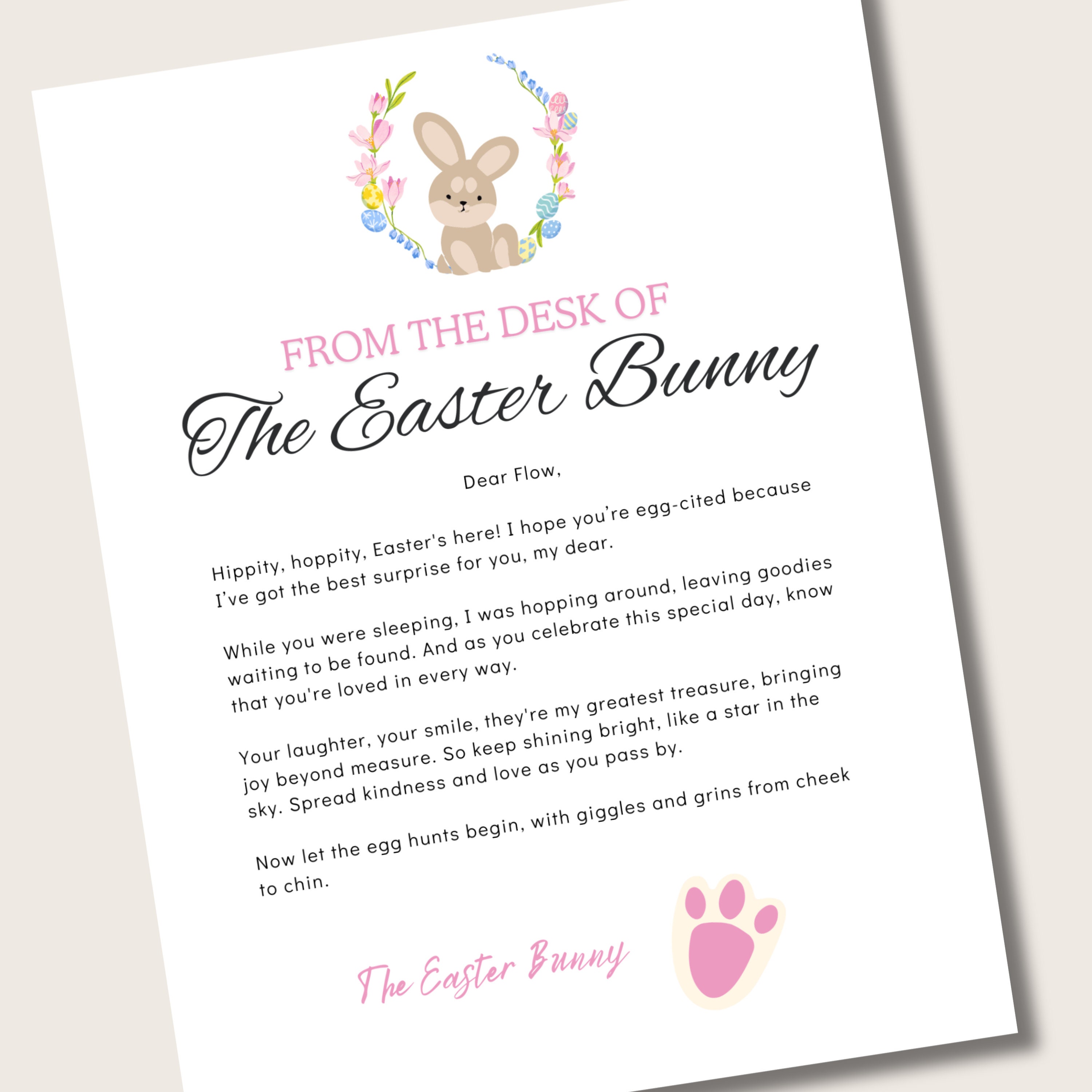 Easter Bunny Letter Editable Printable Easter Gift Official Letter From ...