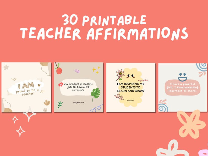 Teacher Affirmation Cards Printable Affirmation Cards New - Etsy