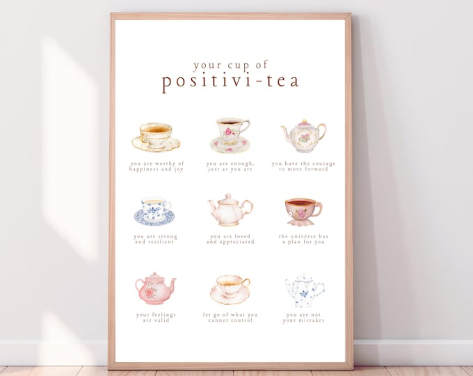 Positivi-tea Positivity Self Affirmation Print, Positive Self-talk ...
