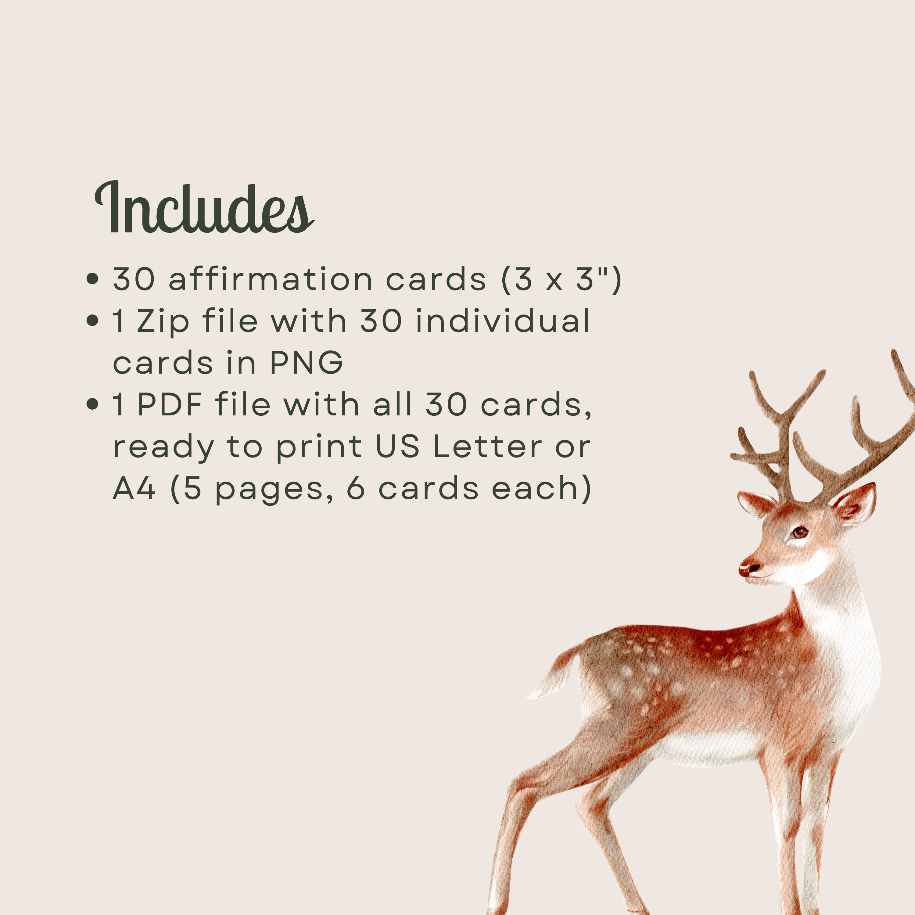 Holiday Affirmation Cards Printable Card Deck 30 Daily Positive ...