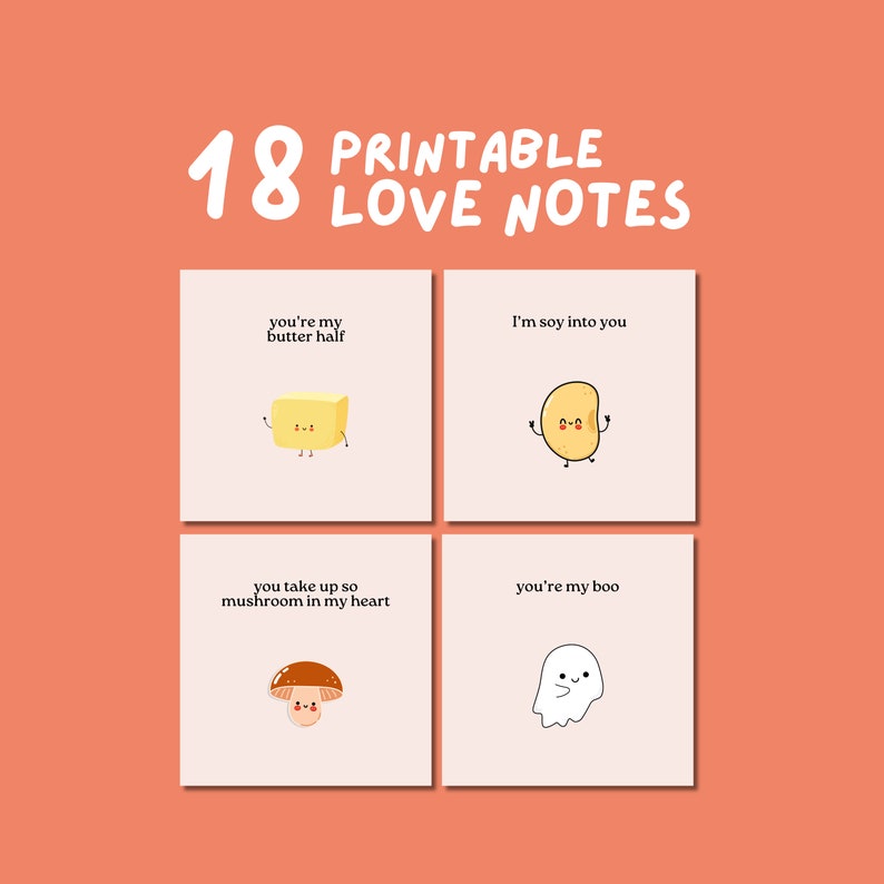 Printable Pun Valentine's Day Notes Valentine Love Puns Funny Valentine ...