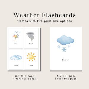 Weather Flashcards | 12 Printable Weather Cards | Weather Chart ...