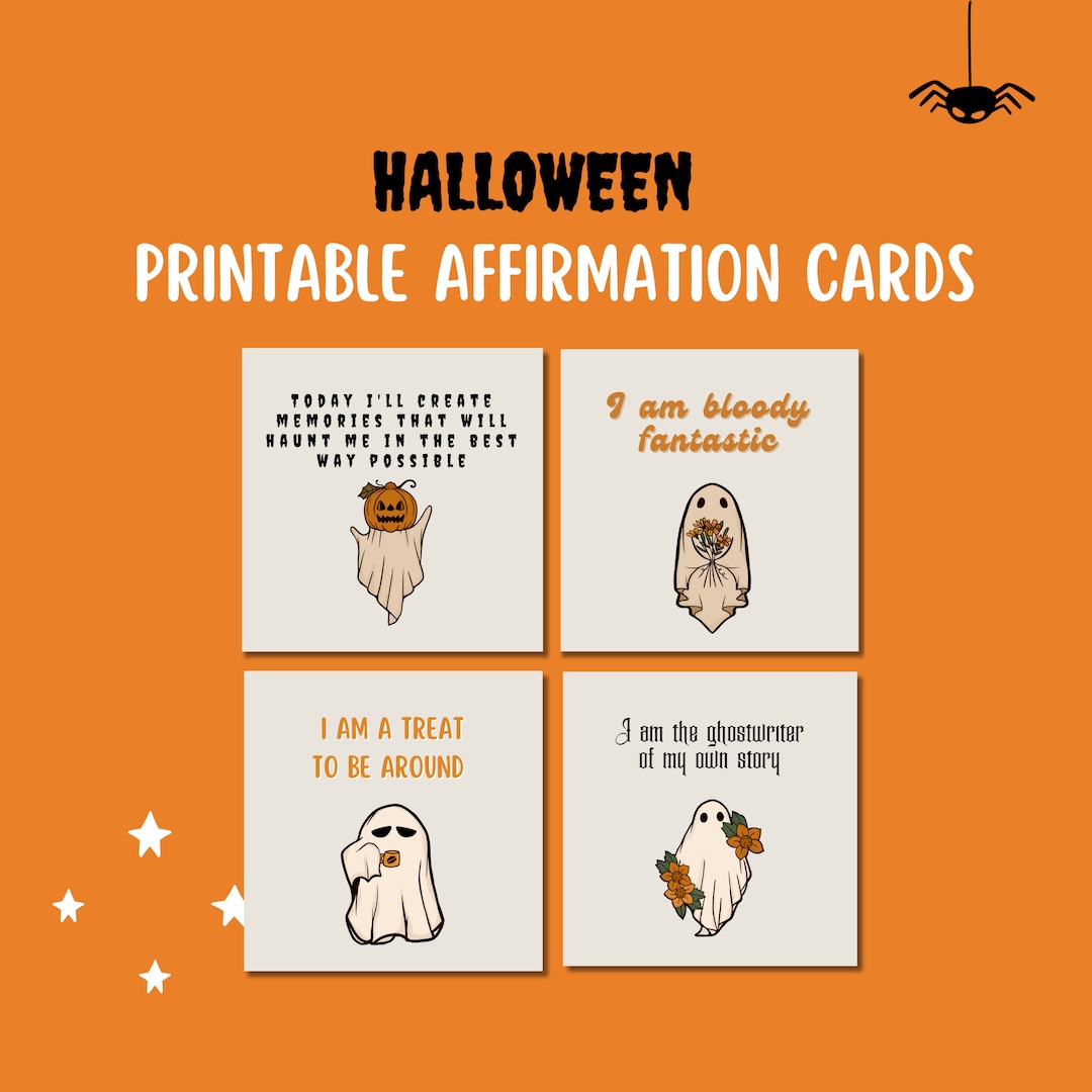 Halloween Affirmation Cards | Printable Card Deck 30 Daily Positive ...
