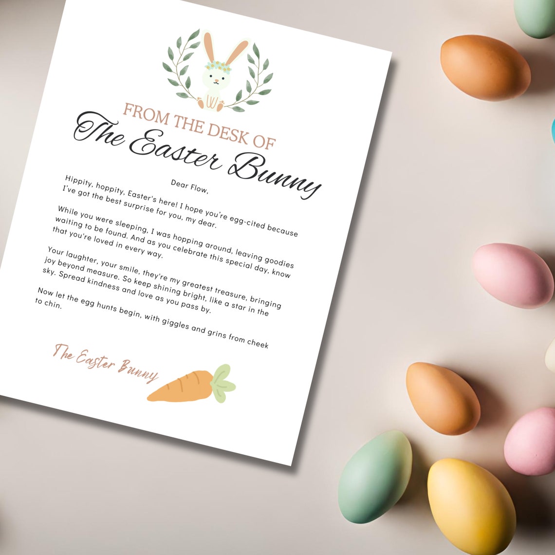 Easter Bunny Letter Editable Printable Easter Gift Official Letter From ...