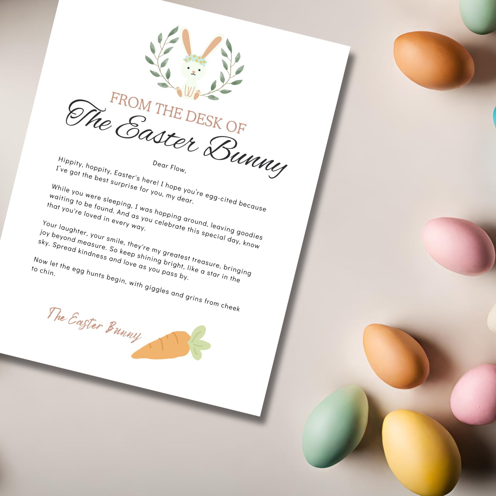 Easter Bunny Letter Editable Printable Easter Gift Official Letter From ...