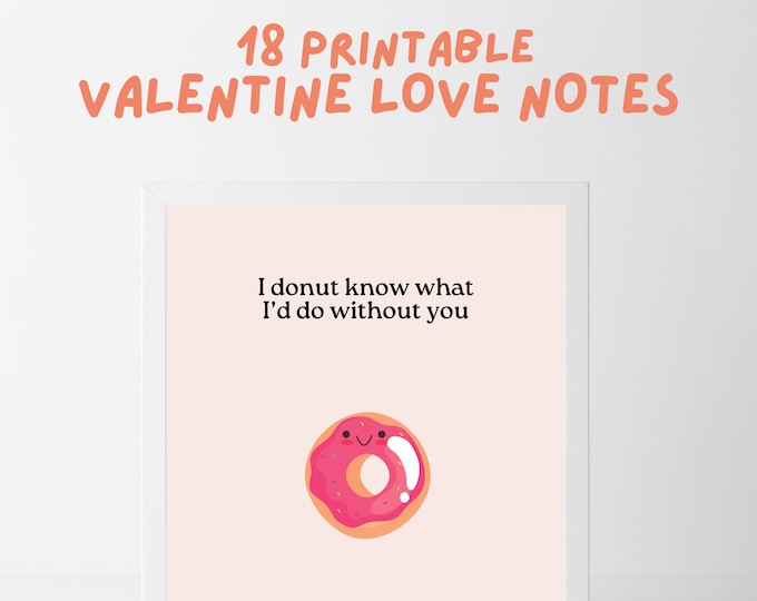 Printable Valentine's Day Card Bundle - 18 Food Pun Cards - Instant ...