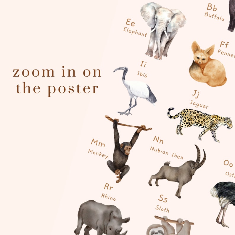 Safari Alphabet Poster | Printable ABC Wall Art | Alphabet Print | ABC ...