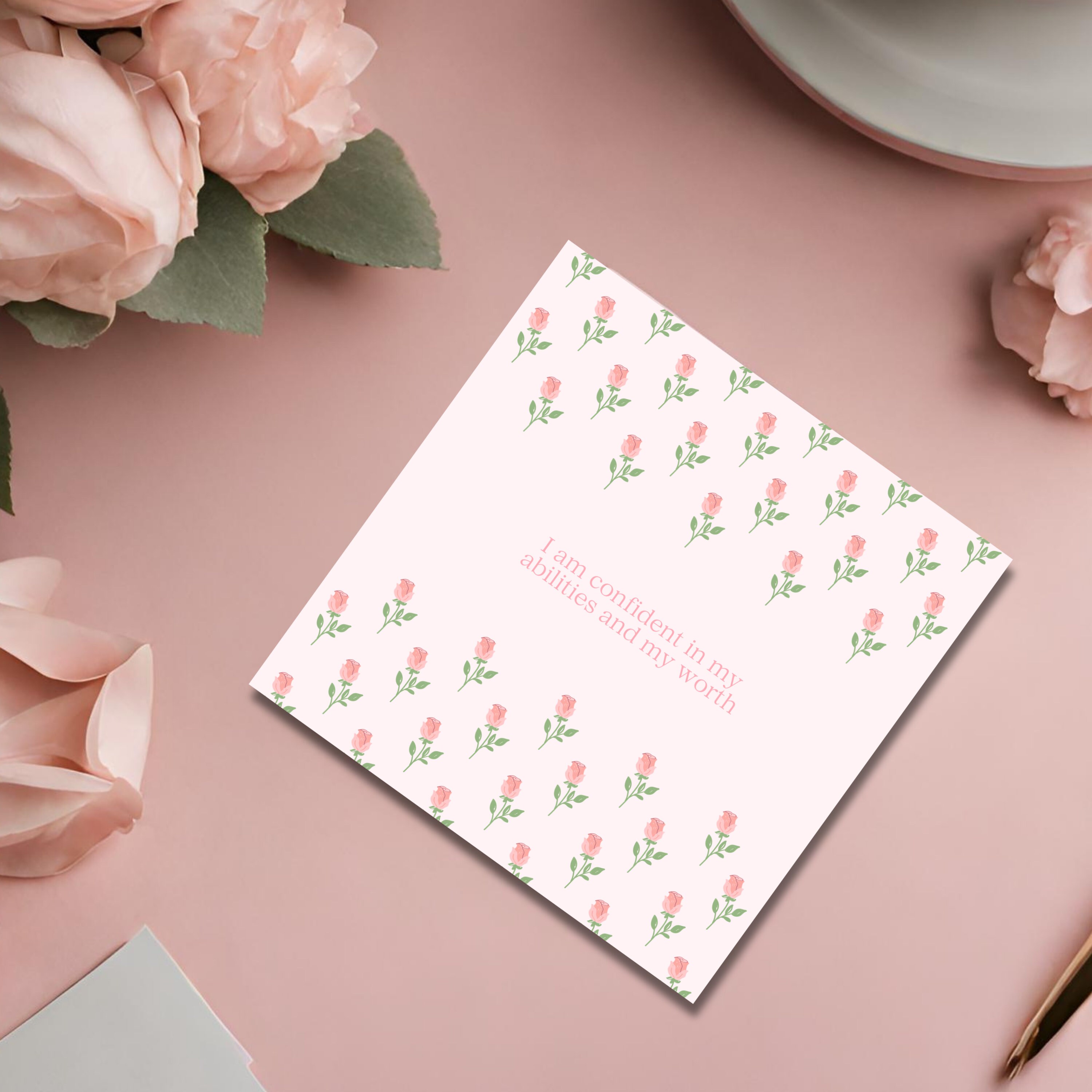 Positive Affirmation Cards With Pink Bows | Printable Daily Positive ...