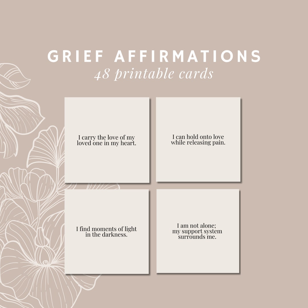 Grief Affirmation Cards: 48 Printable Bereavement Cards (digital ...