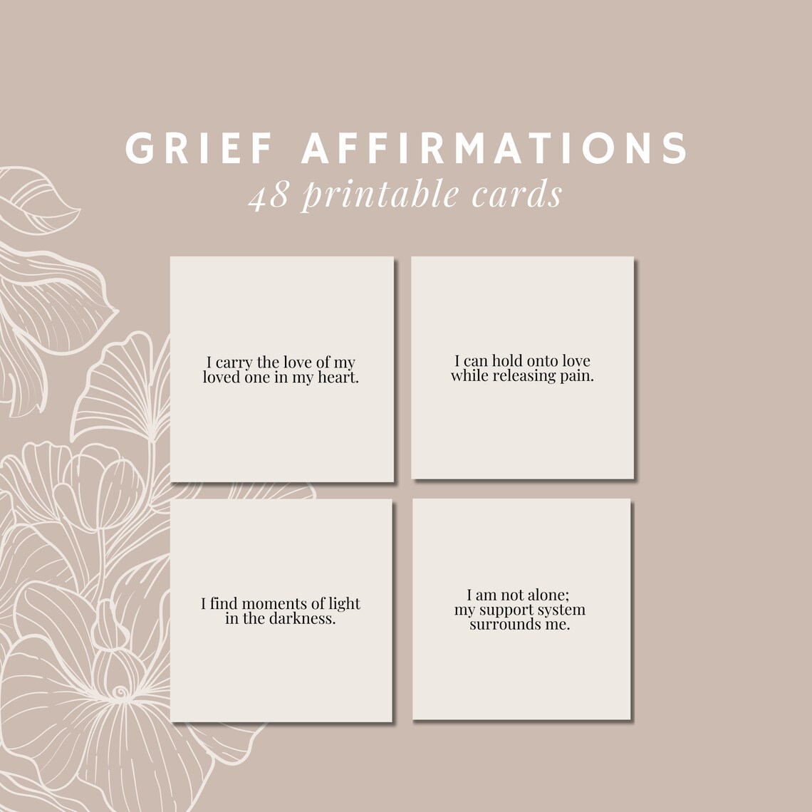 Grief Affirmation Cards: 48 Printable Bereavement Cards (digital ...